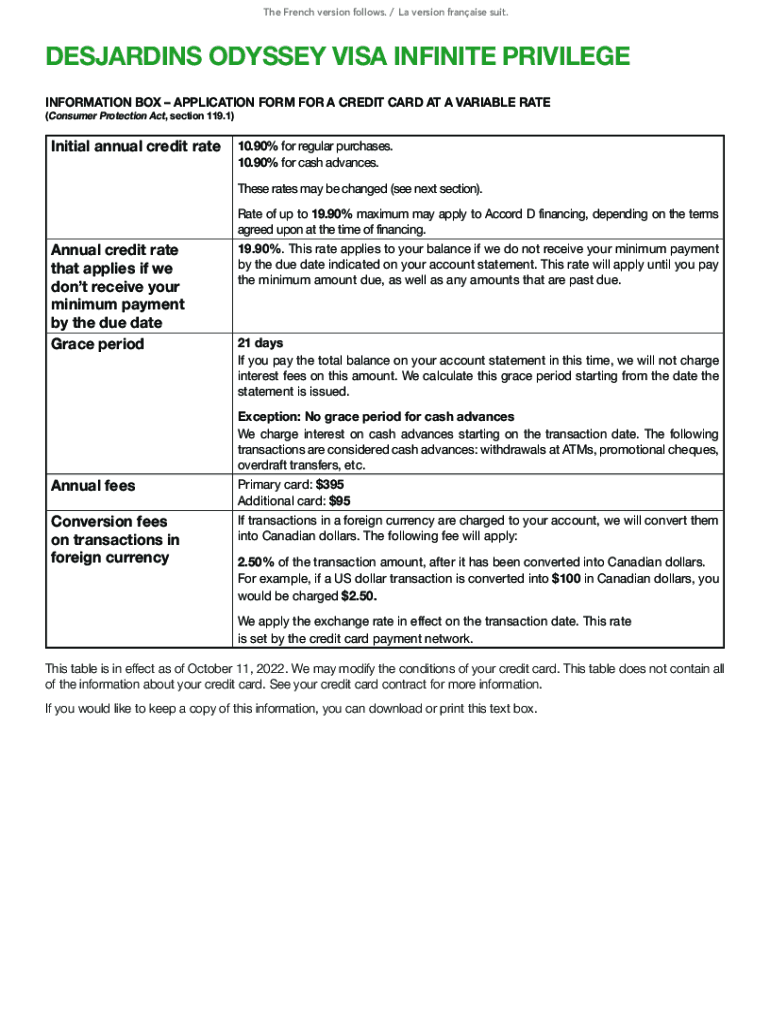 Remplissable En Ligne Desjardins Odyssey Visa Infinite Privilege ...