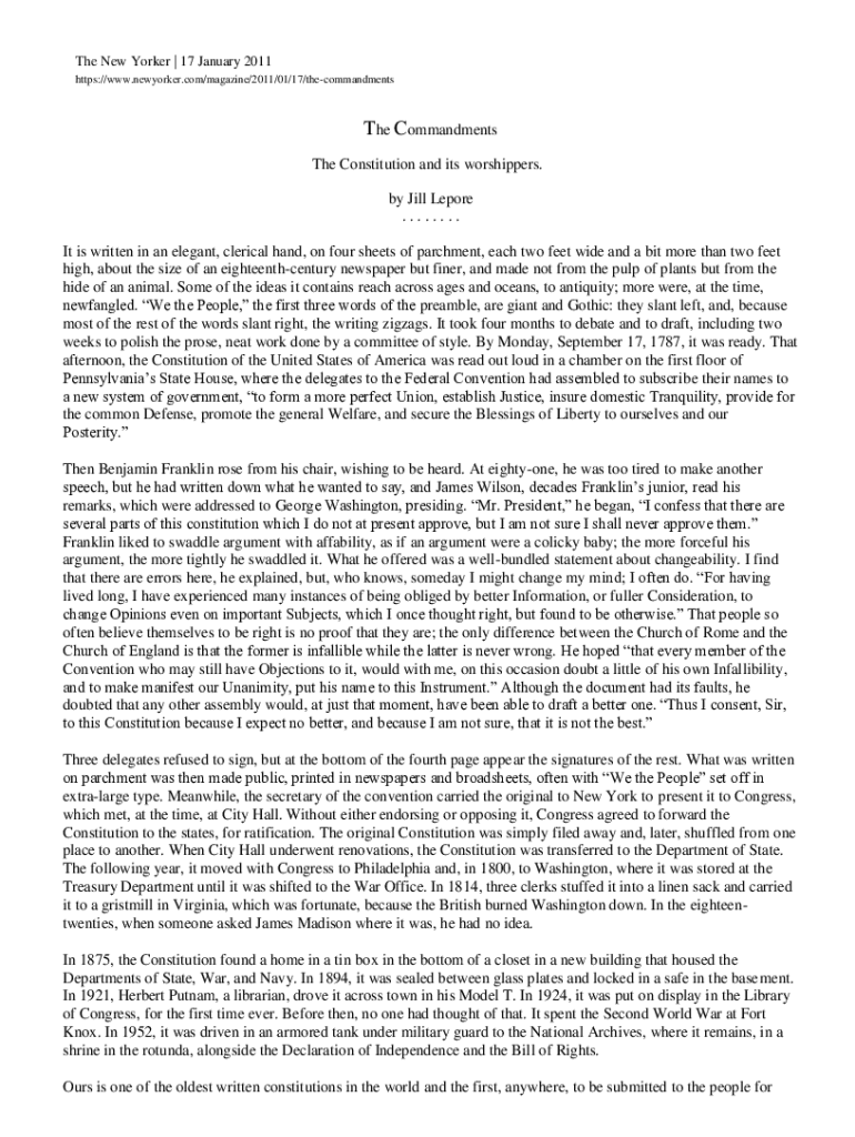 Fillable Online The Commandments The Constitution and its worshippers ...