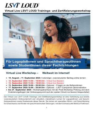 Ausfüllbar Online Virtual Live LSVT LOUD Training and Certification ...