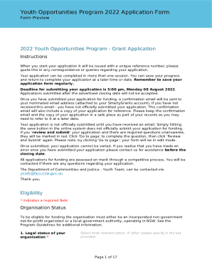 Fillable Online Youth Opportunities Program 2022 Application Form ...