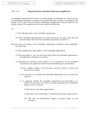 Fillable Online BINGO LICENSE APPLICATION Checklist Fax Email Print ...