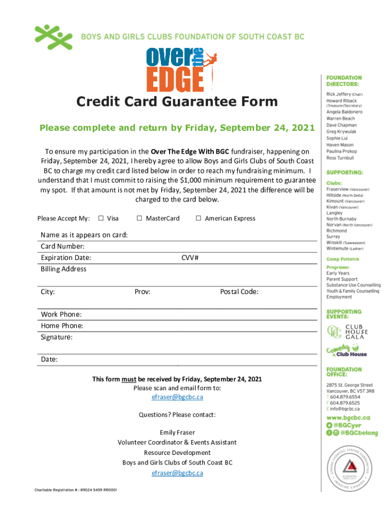 Fillable Online Go Over The Edge With BGC by BGC South Coast BC Fax Email Print - pdfFiller