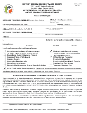 Fillable Online zhs pasco k12 fl DISTRICT SCHOOL BOARD of PASCO COUNTY MIS ... Fax Email Print ...