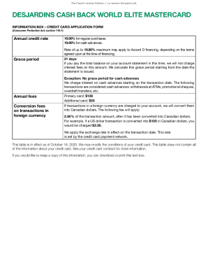 Remplissable En Ligne Information Box - Desjardins Cash Back World ...