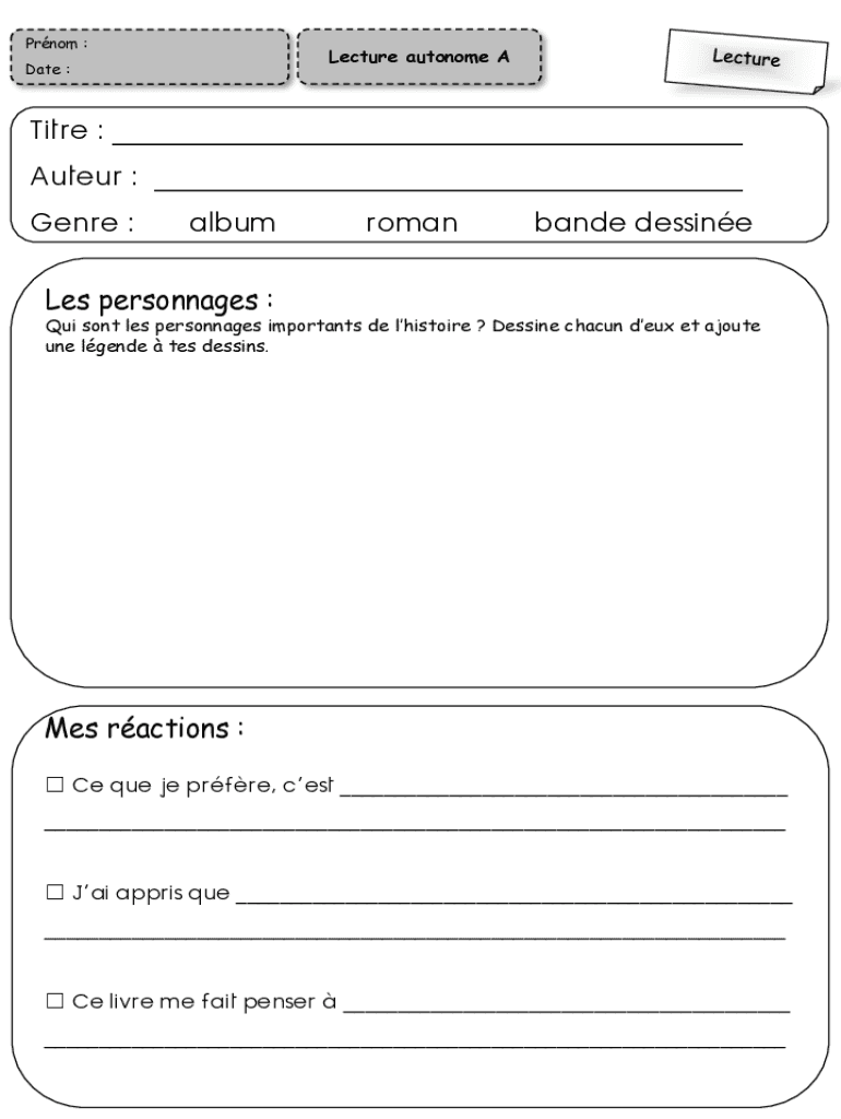Remplissable En Ligne Lecture autonome Fax Email Imprimer - pdfFiller