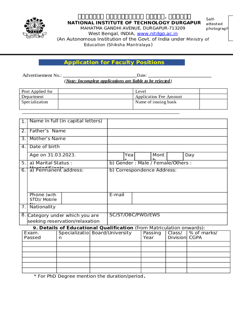 NIT Durgapur by BioTecNika Doc Template | pdfFiller