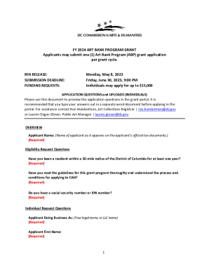 Fillable Online dcarts dc REQUEST FOR APPLICATIONS FY 2024 ART BANK ...