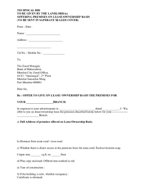 Fillable Online PREMISES REQUIRED ON LEASE BASIS (Technical Bid) Fax ...
