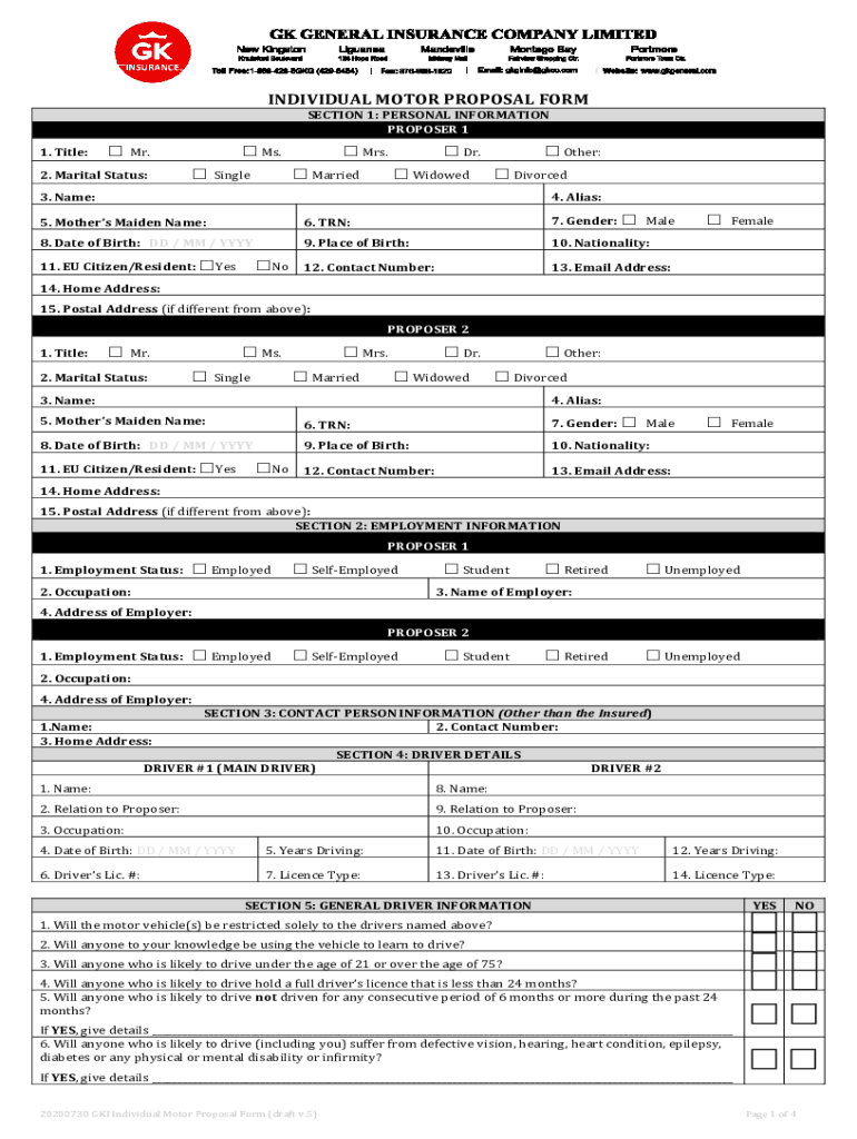 Fillable Online 20200730 Individual Motor Proposal Form (E-Form Format ...