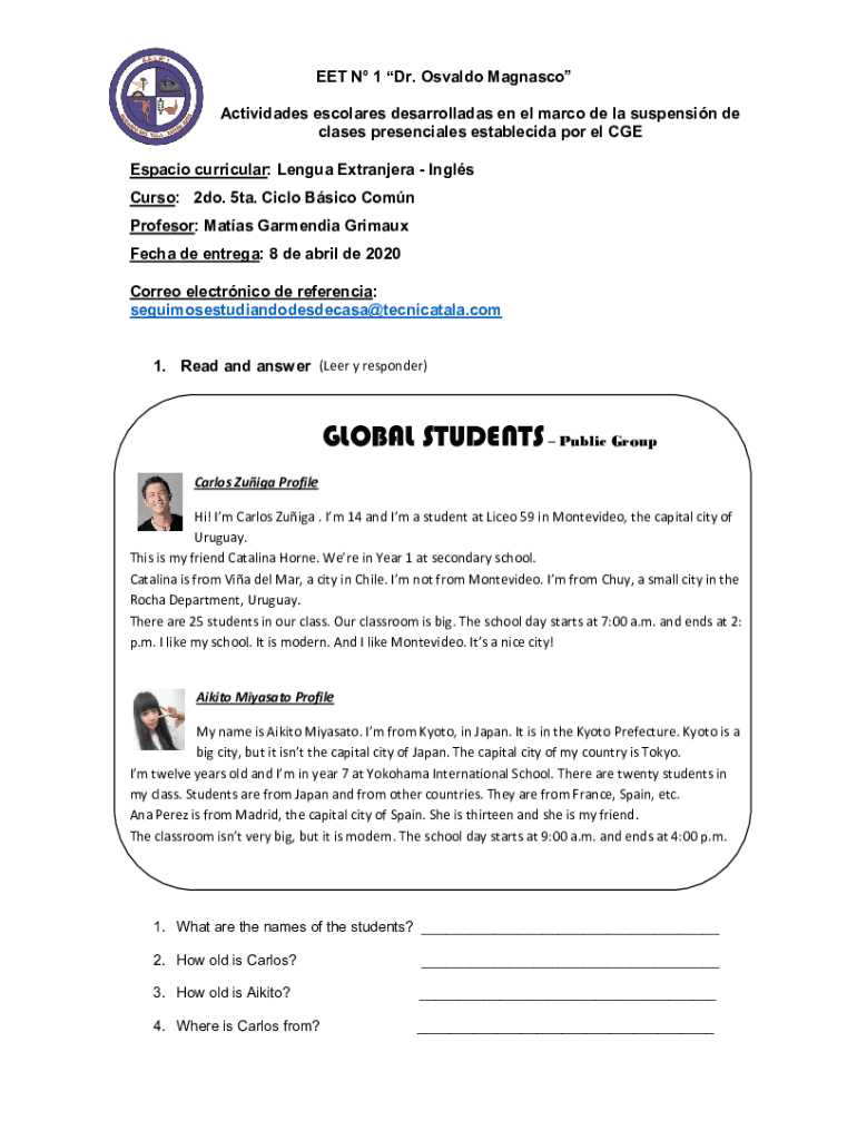 Fillable Online Escuela de Educacin Tcnica N 1 Dr. Osvaldo Magnasco Fax Email Print - pdfFiller