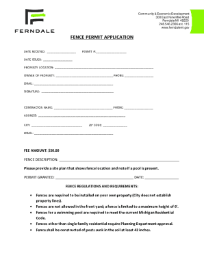 Fillable Online FENCE PERMIT APPLICATION - Ferndale Fax Email Print ...