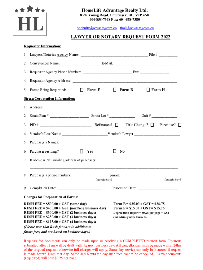 Fillable Online HomeLife Advantage Property Management - Chilliwack Fax ...