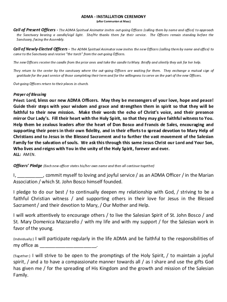 Fillable Online ADMA Conference with the Worldwide Spiritual Animator ...