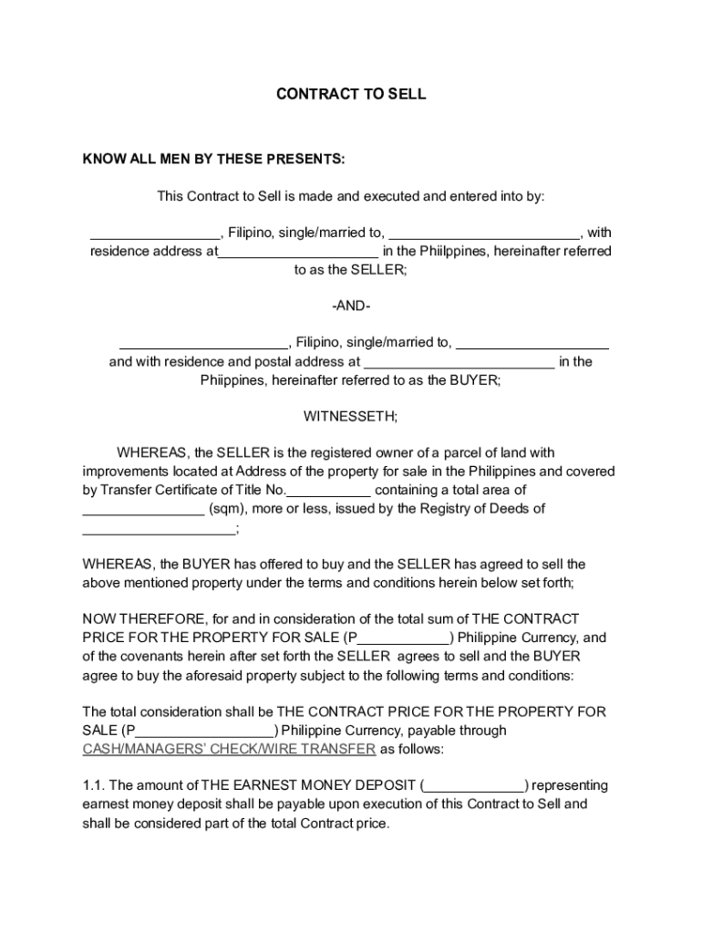 Fillable Online Contract to Sell Sample PDF Fax Email Print - pdfFiller