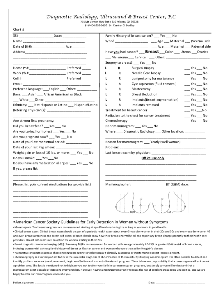 Fillable Online Mammogram worksheet.docx Fax Email Print - pdfFiller