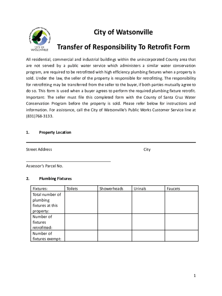 Fillable Online Plumbing Retrofit Water Conservation Certificate ...