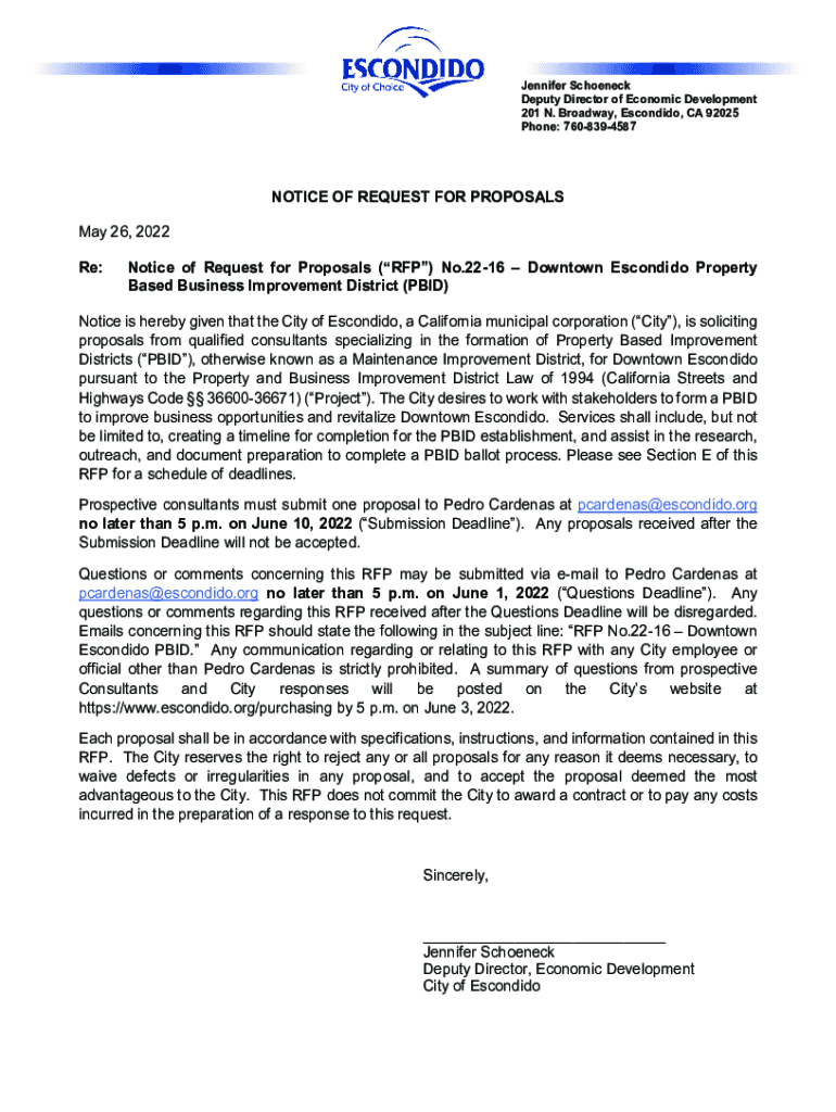 Fillable Online Notice of Request for Proposals (RFP) No.22-16 Fax ...