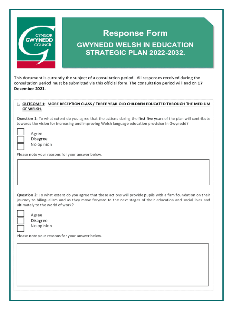 Fillable Online Welsh in Education Strategic Plan strengthened ...