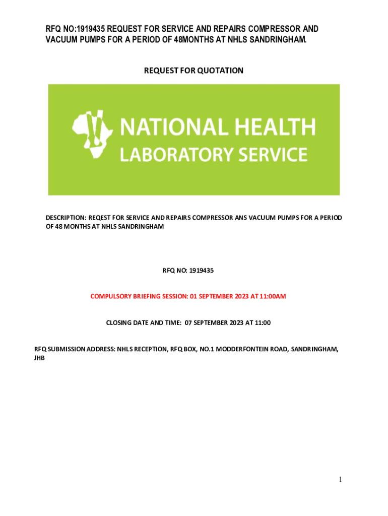 Fillable Online Request for Service and Repairs Compressor and Vacuum ... Fax Email Print ...