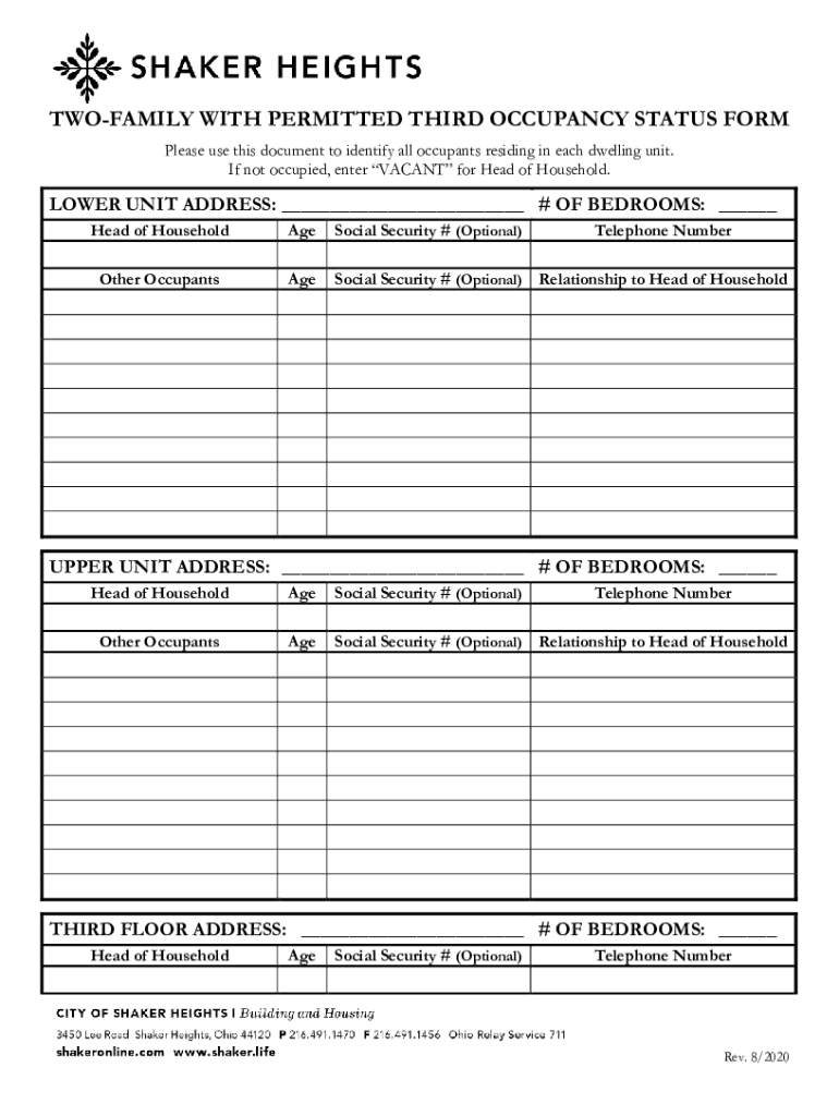 Fillable Online OCCUPANCY STATUS FORM - Citizenserve Fax Email Print ...