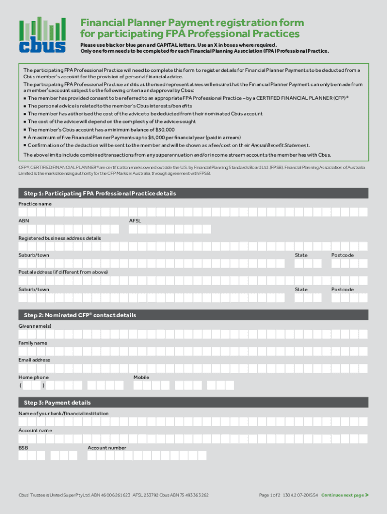 Fillable Online Financial Planner Payment registration form for ... Fax Email Print - pdfFiller