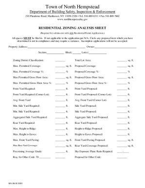 Fillable Online RESIDENTIAL ZONING ANALYSIS SUBMISSION SHEET Fax Email ...