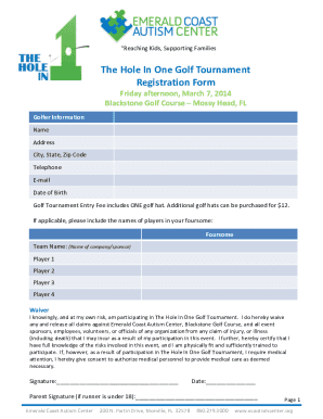 Fillable Online Hole in ONE Golf Tournament Fax Email Print - pdfFiller
