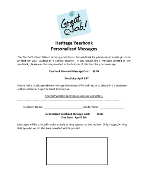 Fillable Online Leave a yearbook message!American Heritage School Fax ...