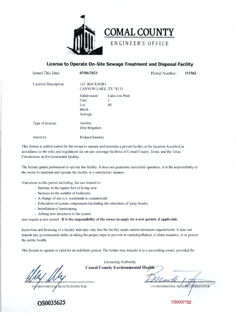 Fillable Online Septic System Inspection & Septic Tank Repair Canyon Lake TX Fax Email Print ...