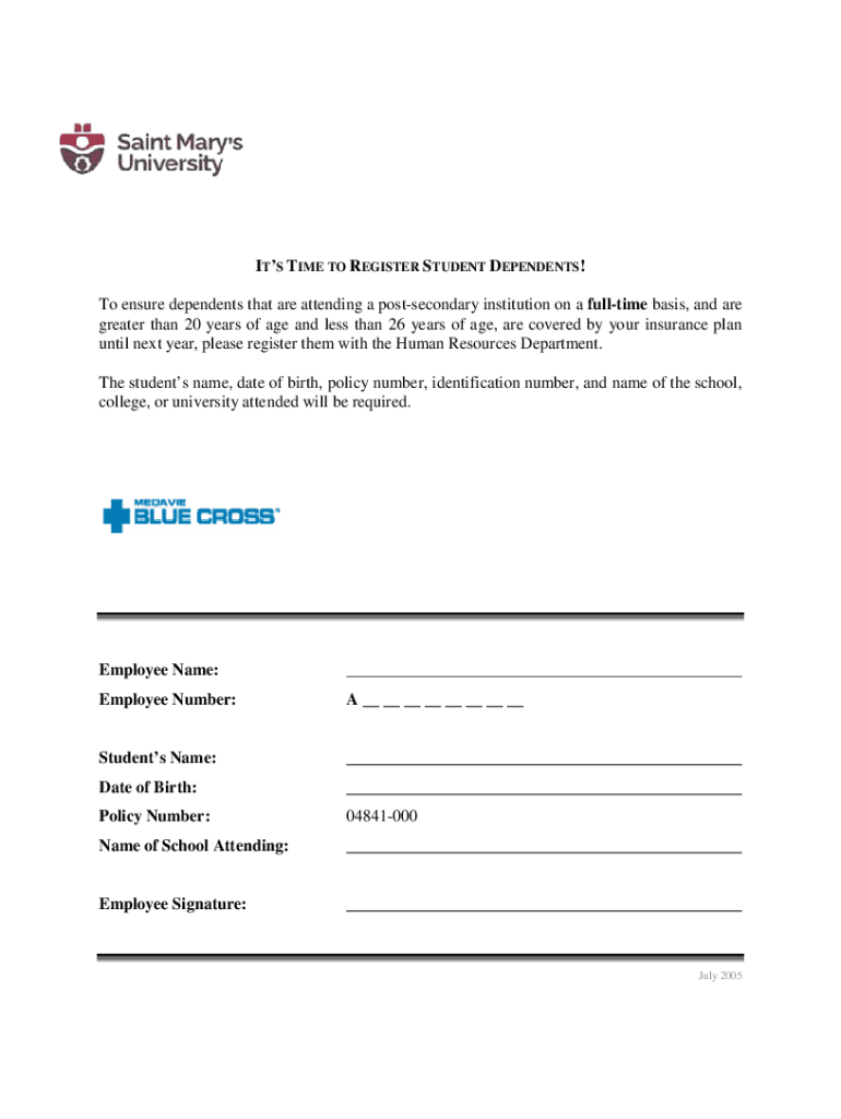 Fillable Online Its Time to Register Student Dependents Fax Email Print ...
