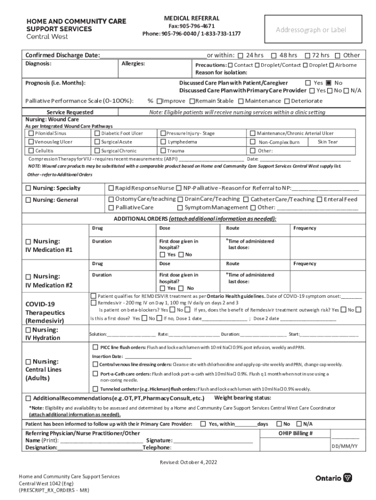 Fillable Online Add Patient Label Here Acute Care to Rehab & Complex ...