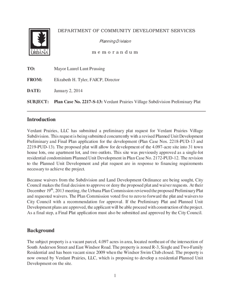 Fillable Online 2217-S-13: Verdant Prairies Village Subdivision ...