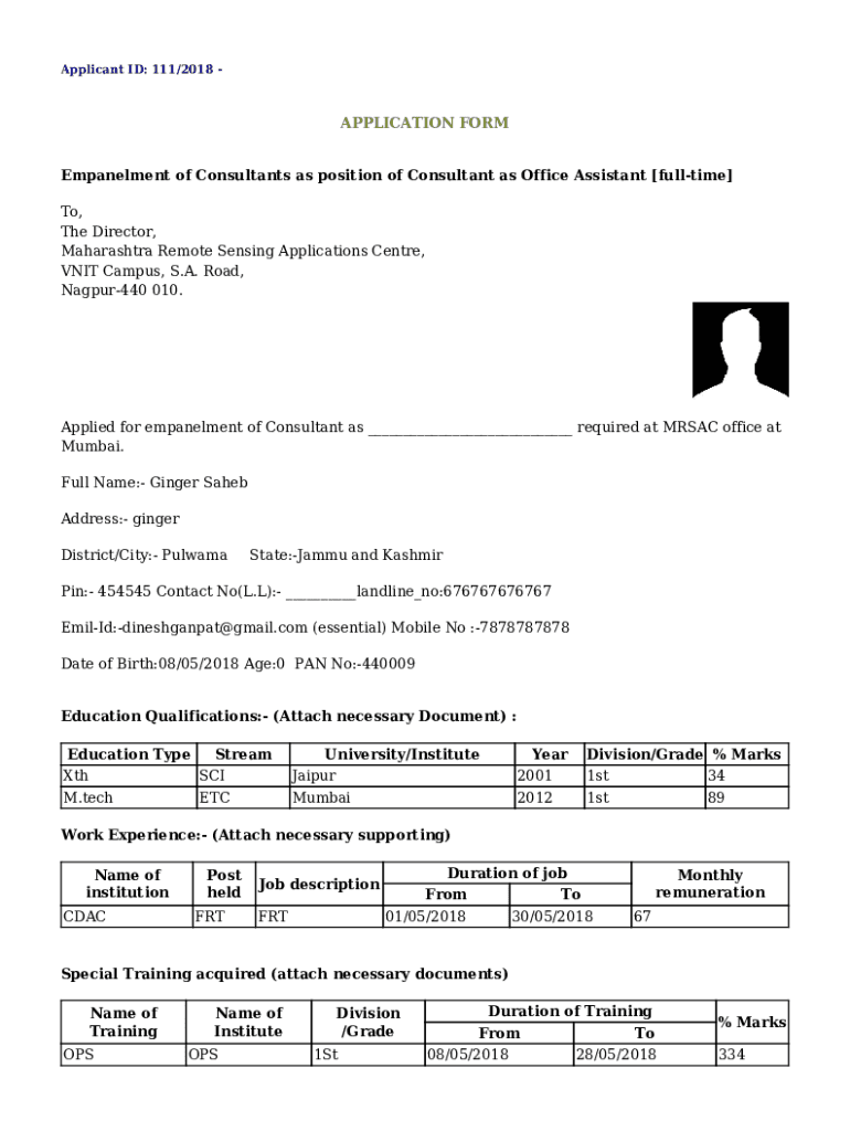 Fillable Online Applicant ReportI--(1).pdf Fax Email Print - pdfFiller