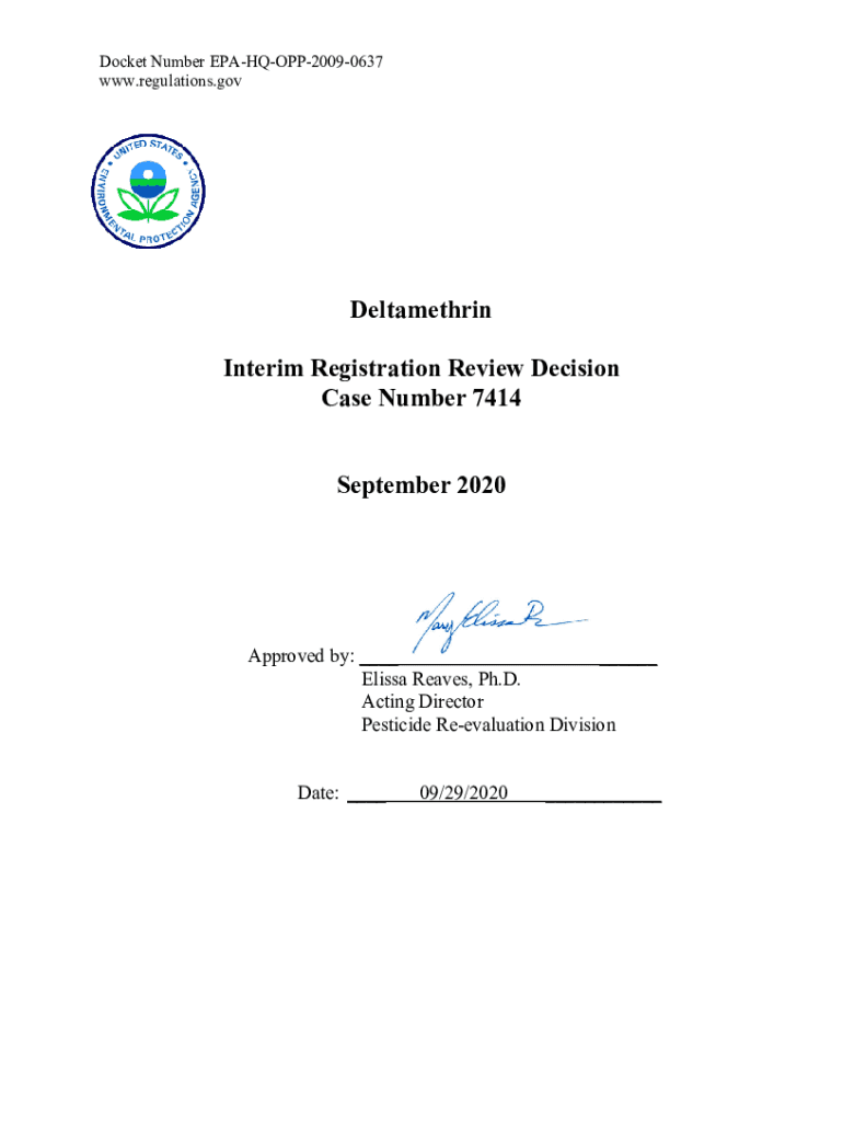 Fillable Online US EPA - Deltamethrin Interim Registration Review Decision - Case Number 7414 ...