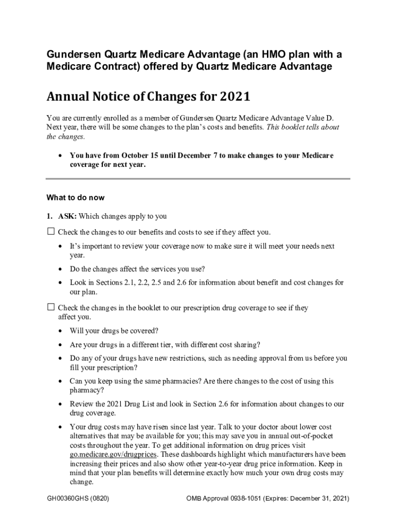 Fillable Online 2021 GHS Quartz Medicare Advantage Value D HMO, Annual ...