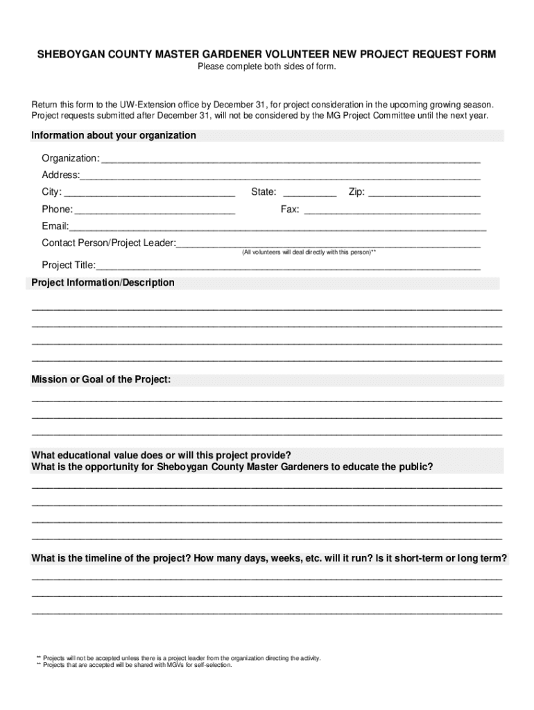 Fillable Online 2016 master gardener volunteer project request form Fax Email Print - pdfFiller