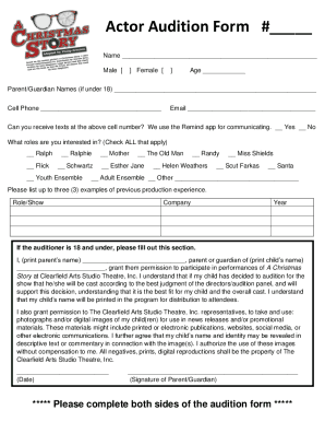 Fillable Online Free Online Acting Application Form Template Fax Email ...
