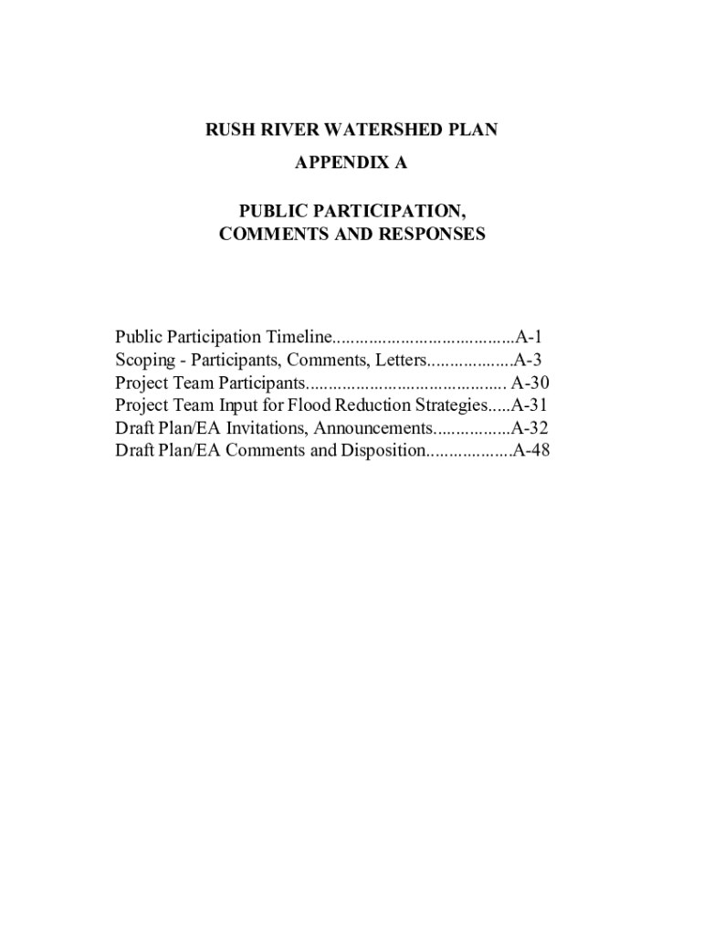 Fillable Online RUSH RIVER WATERSHED PLAN APPENDIX A PUBLIC ... Fax Email Print - pdfFiller
