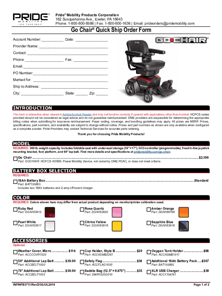 Fillable Online Go Chair MED Power Wheelchair Fax Email Print - pdfFiller