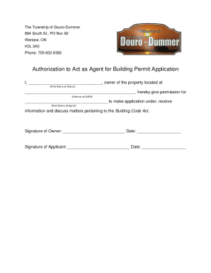 Fillable Online Authorization to Act as Agent for Building Permit ...