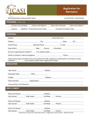 Fillable Online Baking & Pastry Arts Diploma, Certificate Program Fax ...