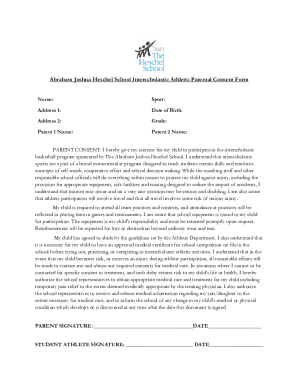 Fillable Online PSAL Interscholastic Athletics Parental Consent Form ...