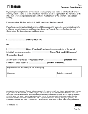 Fillable Online Consent - Street Naming. Street Naming Consent Form Fax ...