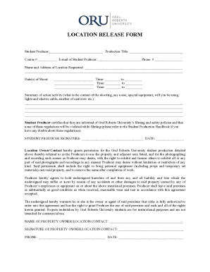 Fillable Online Breaking Down the Location Release Form Fax Email Print - pdfFiller