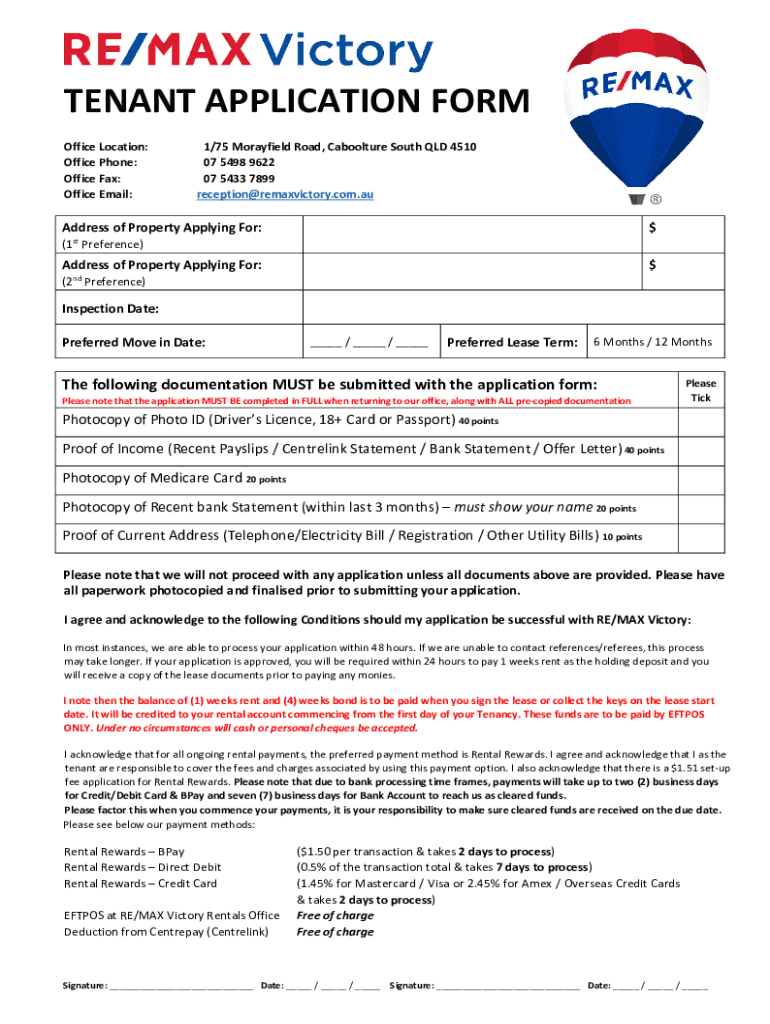 Fillable Online Residential Application Form $ $ Fax Email Print ...