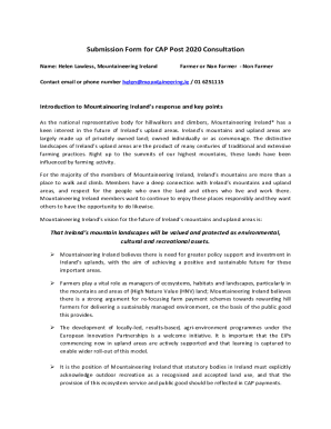 Fillable Online Submission Form for CAP Post 2020 Consultation Fax ...