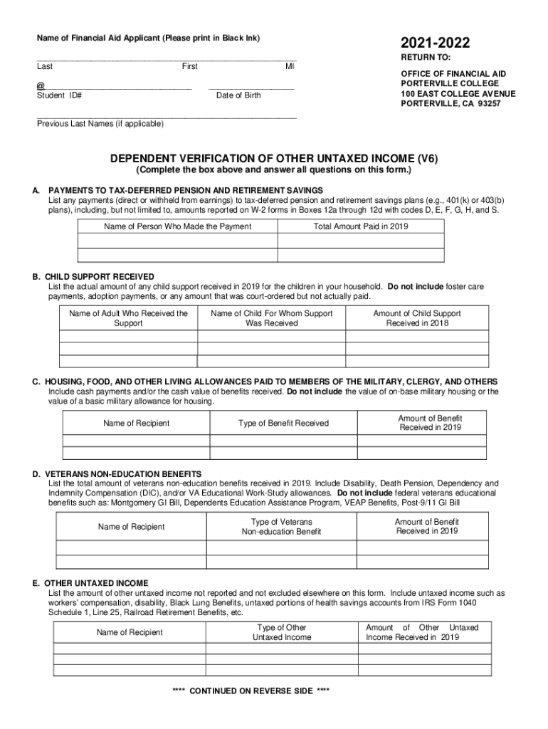 Fillable Online 2021-2022-verification-worksheet-dependent. ... Fax Email Print - pdfFiller