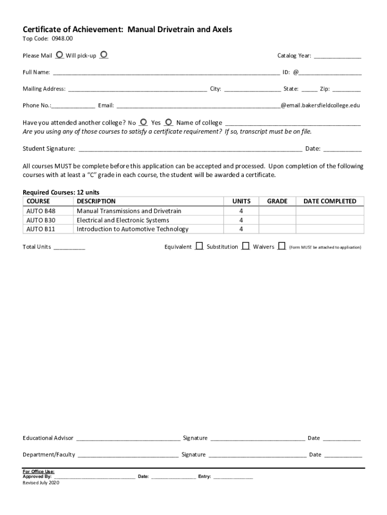Fillable Online Logistics Management Certificate of Achievement Fax ...