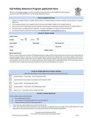 Fillable Online eqi com EQI Holiday Adventure Program application form ...