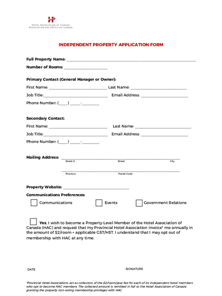 Fillable Online Independent Property Application Form.docx Fax Email ...